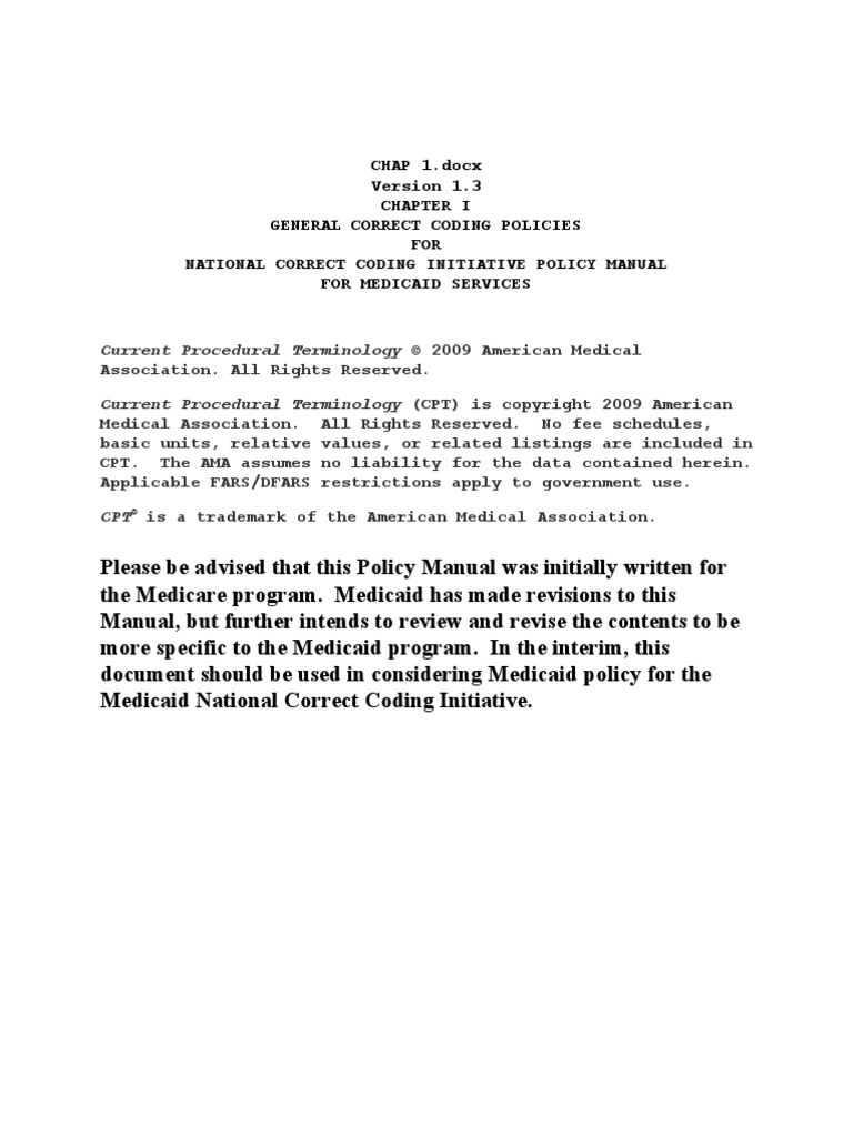 CHAP 1.docx General Correct Coding Policies FOR National Correct Coding ...