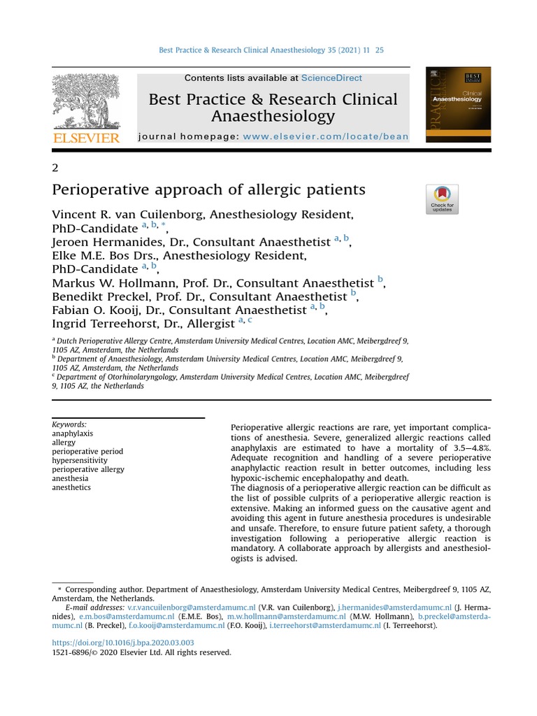 Best Practice & Research Clinical Anaesthesiology: Contents Lists ...