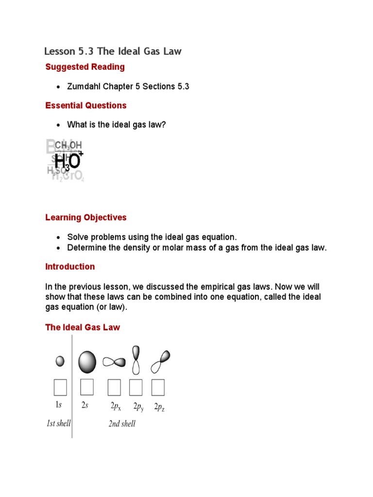 Ideal Gas Law for Chemistry Students | PDF | Gases | Mole (Unit)
