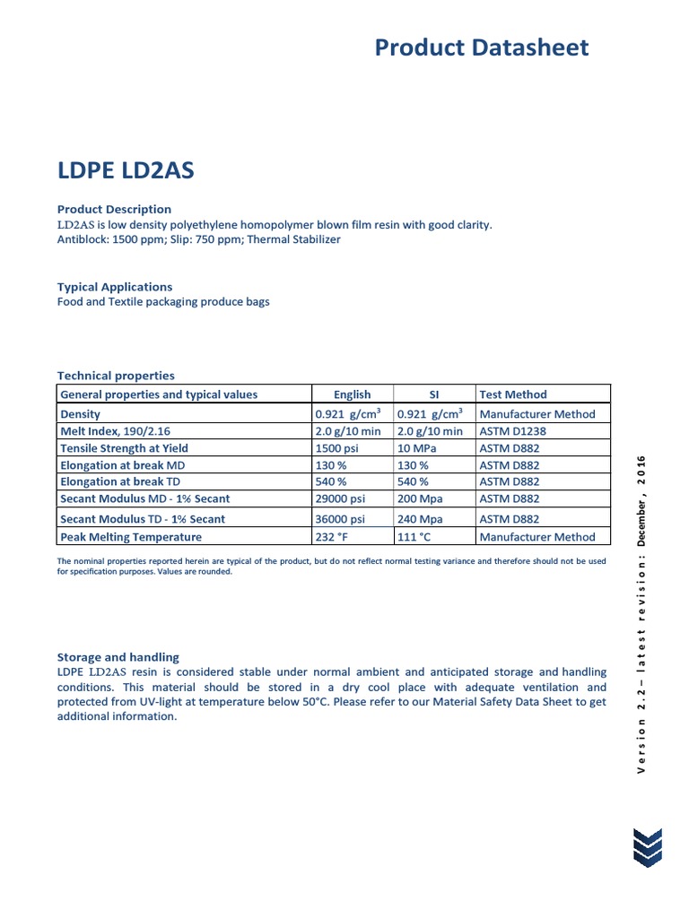 LDPE L2AS Data Sheet | PDF