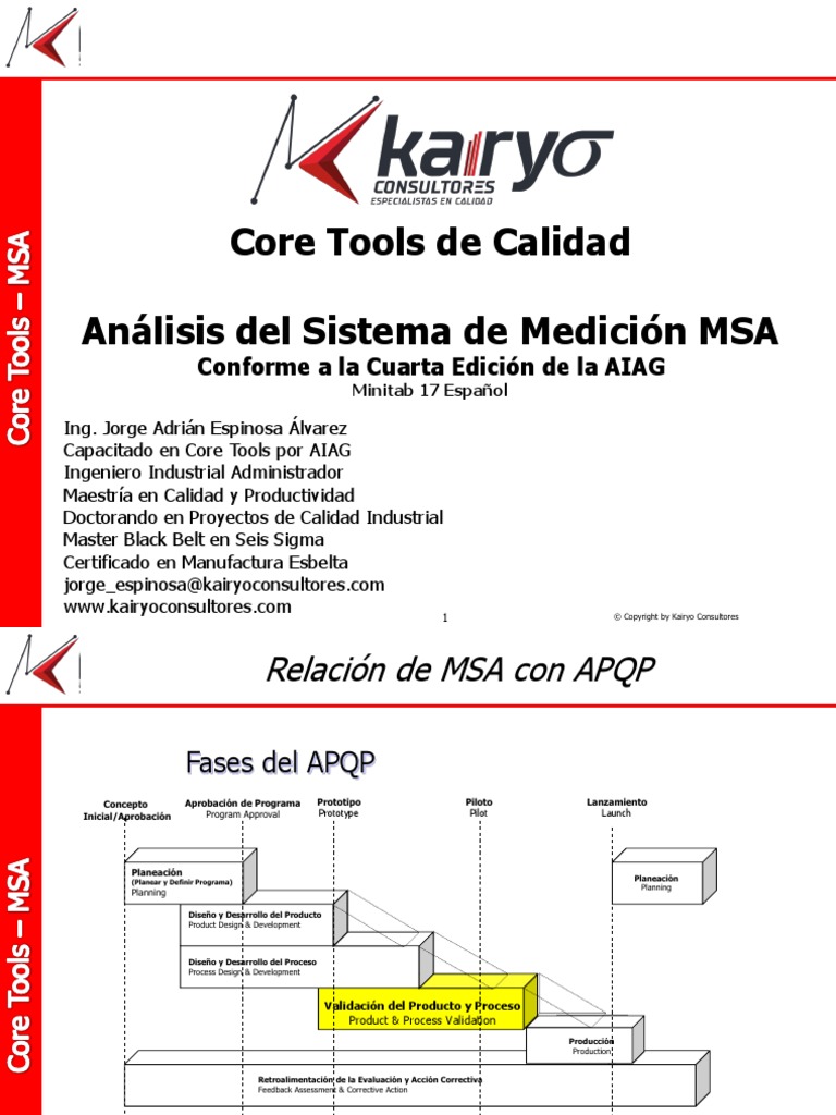 Core Tools de Calidad Análisis Del Sistema de Medición MSA: Conforme A ...