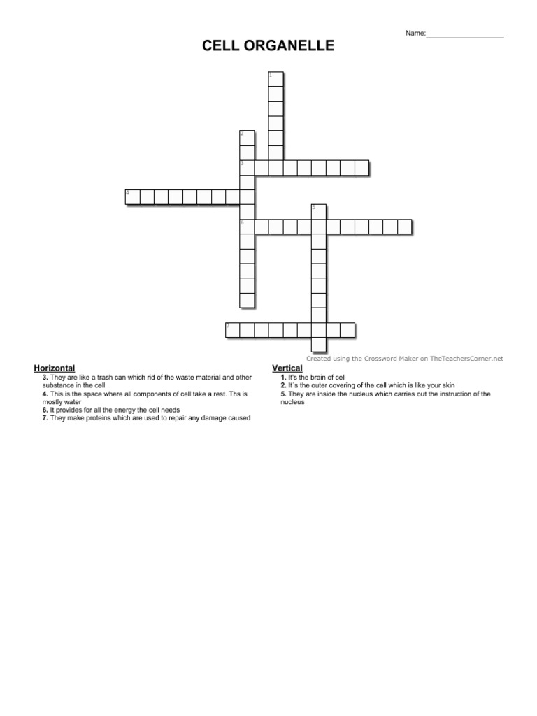 Crossword Cell Organelle | PDF