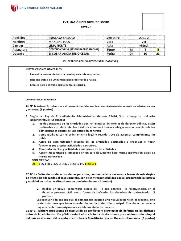 Pruebas de Nivel de Logro II | PDF | Constitución | Derecho Constitucional