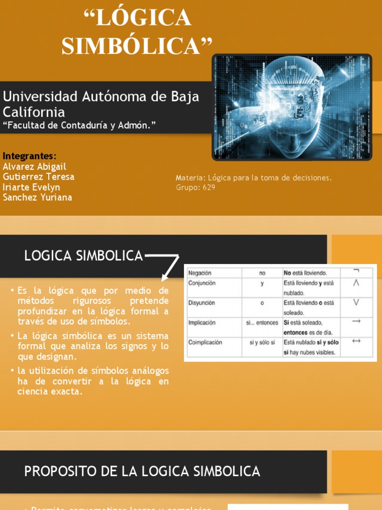 Presentacion de Logica Simbolica | PDF | Proposición | Lógica matemática