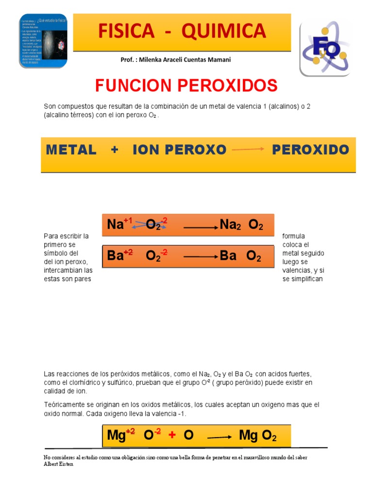Función y Nomenclatura de Peróxidos | PDF | Peróxido | Peróxido de ...
