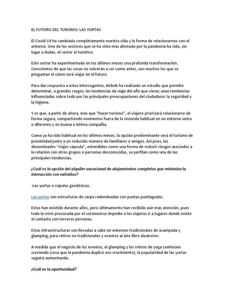 El Futuro Del Turismo Pdf Turismo