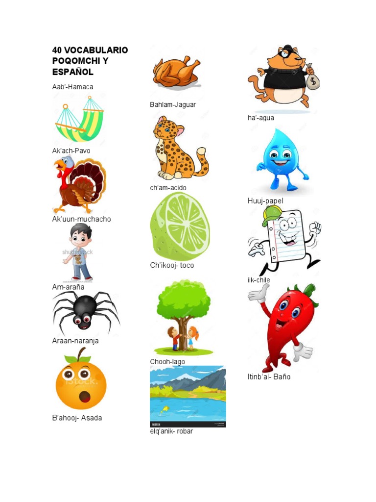 40 Vocabulario Poqomchi y Español | PDF