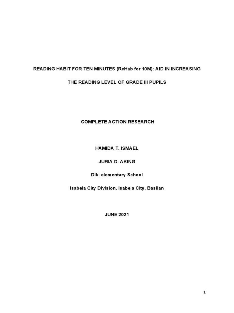 Reading Habit For Ten Minutes (Rehab For 10M) : Aid in Increasing The ...