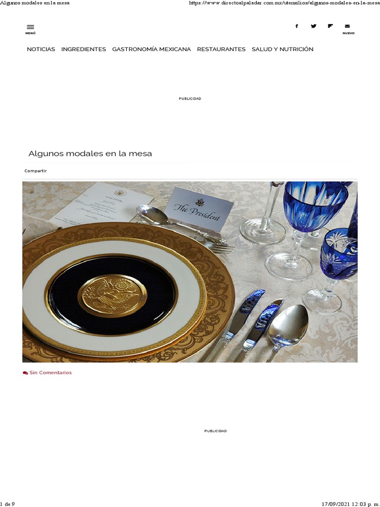 Algunos Modales en La Mesa | PDF | Etiqueta | Alimentos