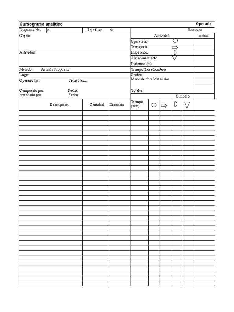 Formato de Diagrama Bimanual Excel 5 PDF Free | PDF