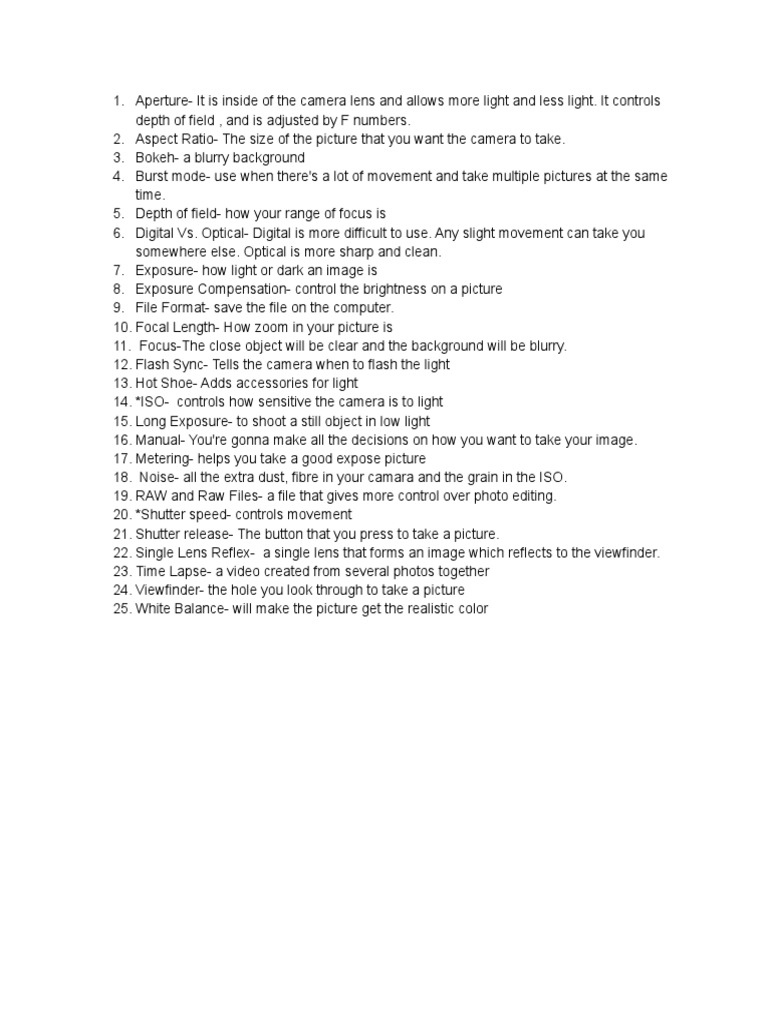 Photography Vocabulary | PDF