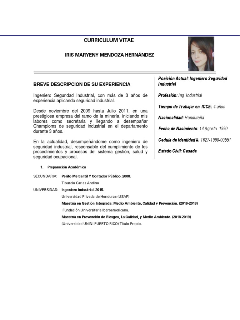 CV, Iris Mendoza, 01 | PDF