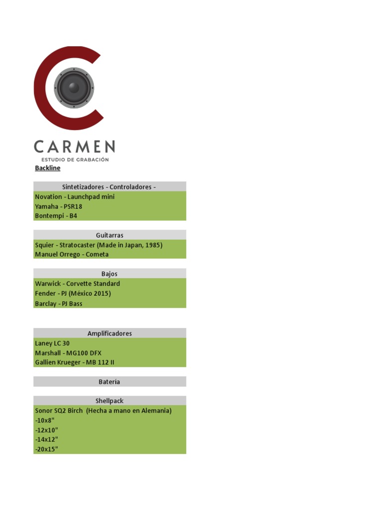 CARMEN 2021 - Backline | PDF