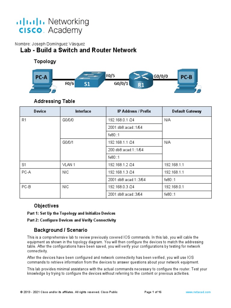 Configuring Static IP Addresses, Passwords, and Verifying Connectivity in a Switch and Router ...