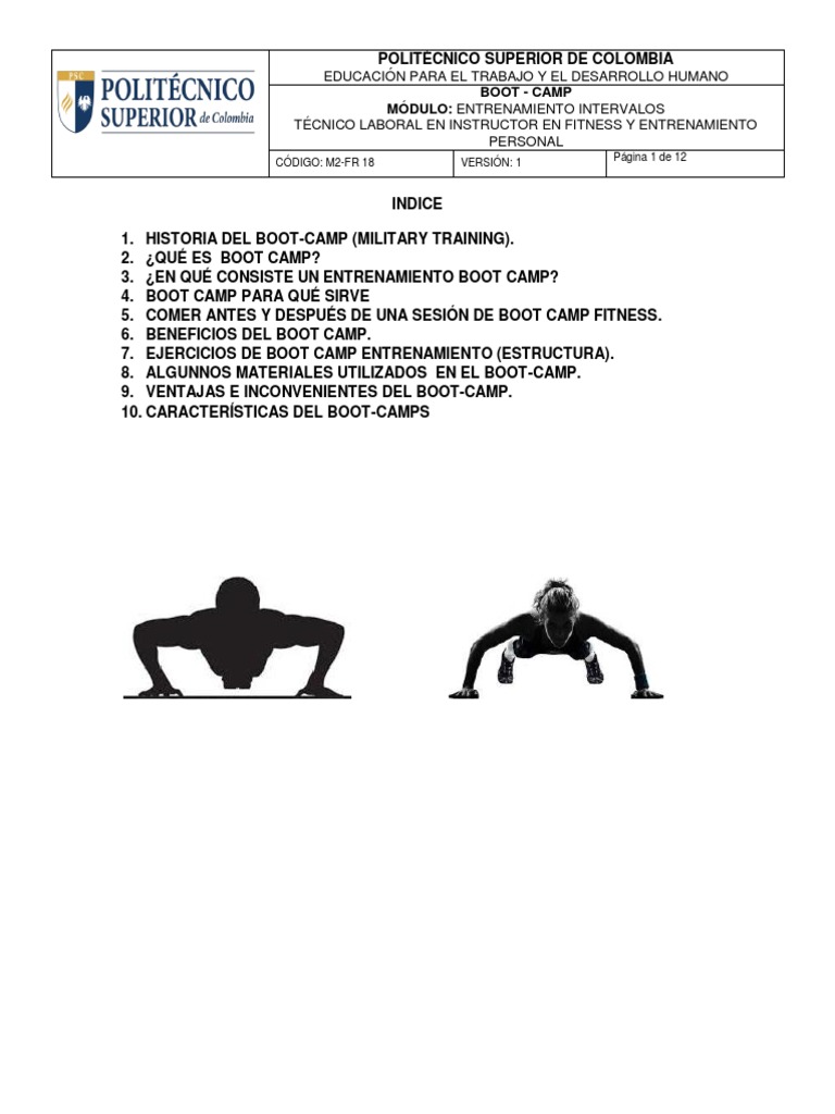 Boot Camp | PDF | Aptitud física | Ejercicio aerobico