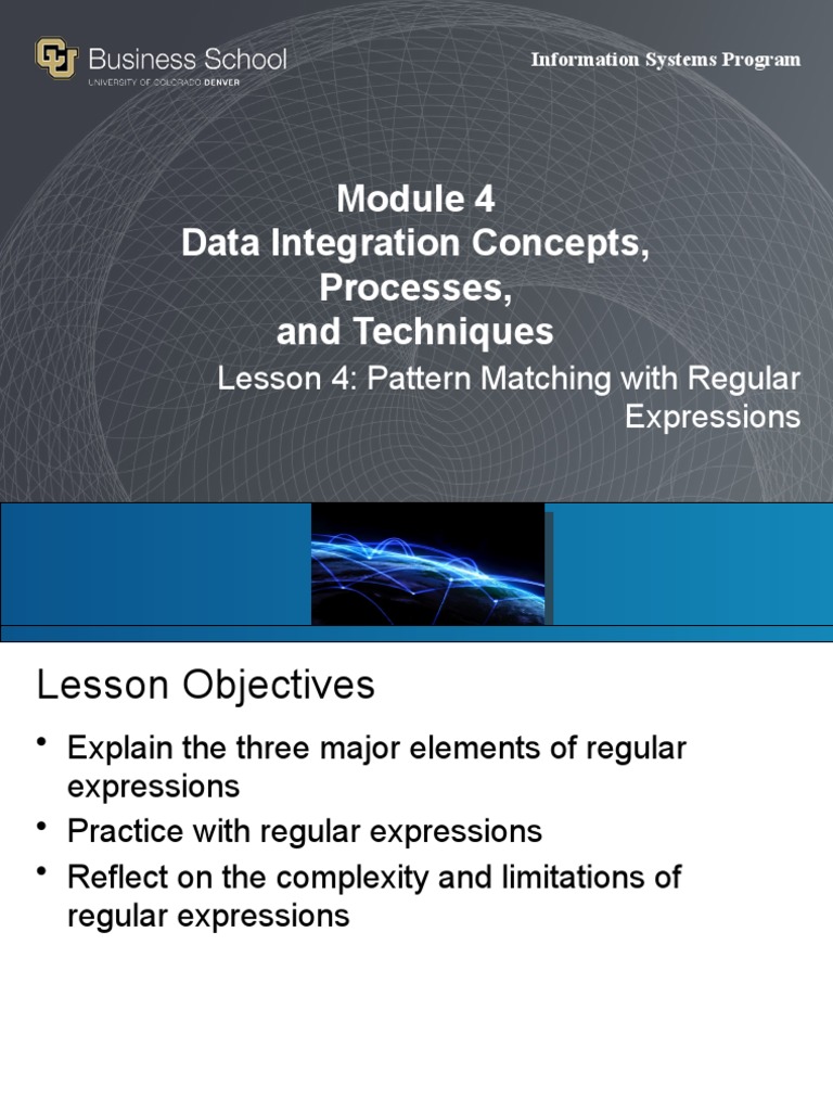 Data Integration Concepts, Processes, and Techniques: Lesson 4: Pattern ...