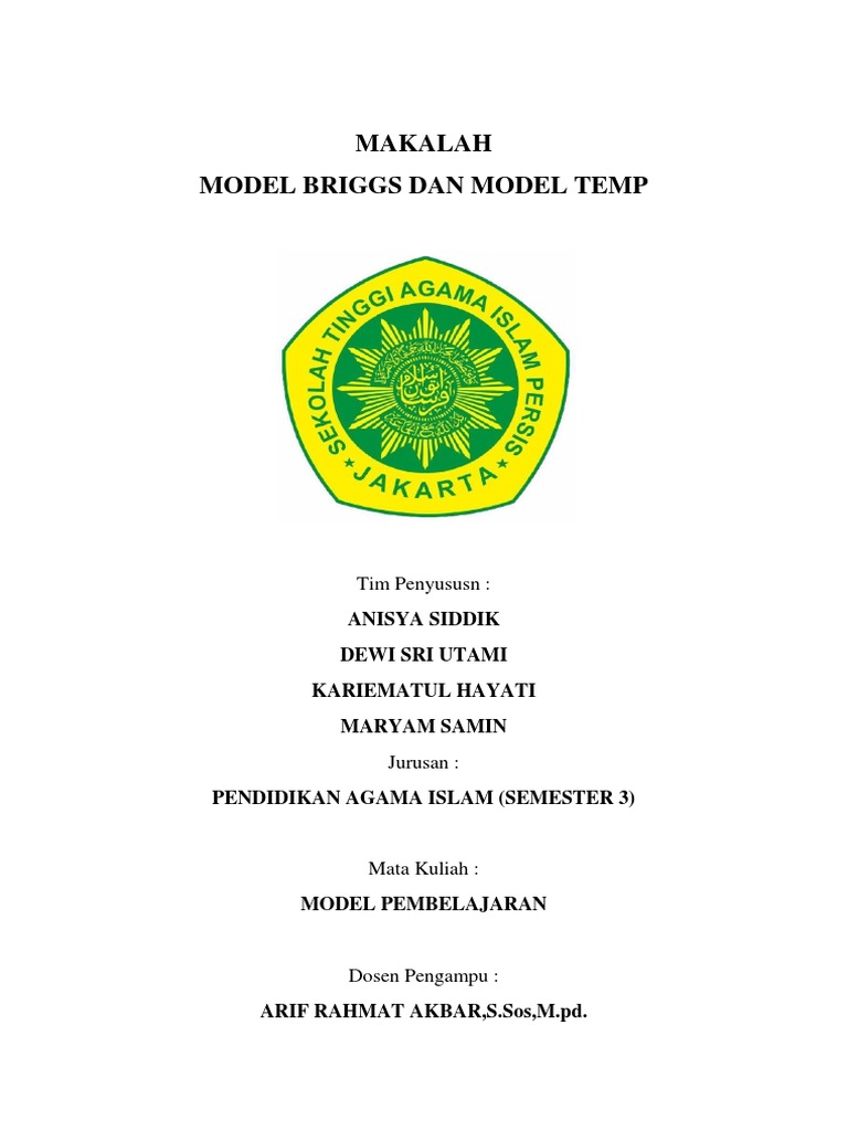 Makalah Model Briggs Dan Model Kemp | PDF