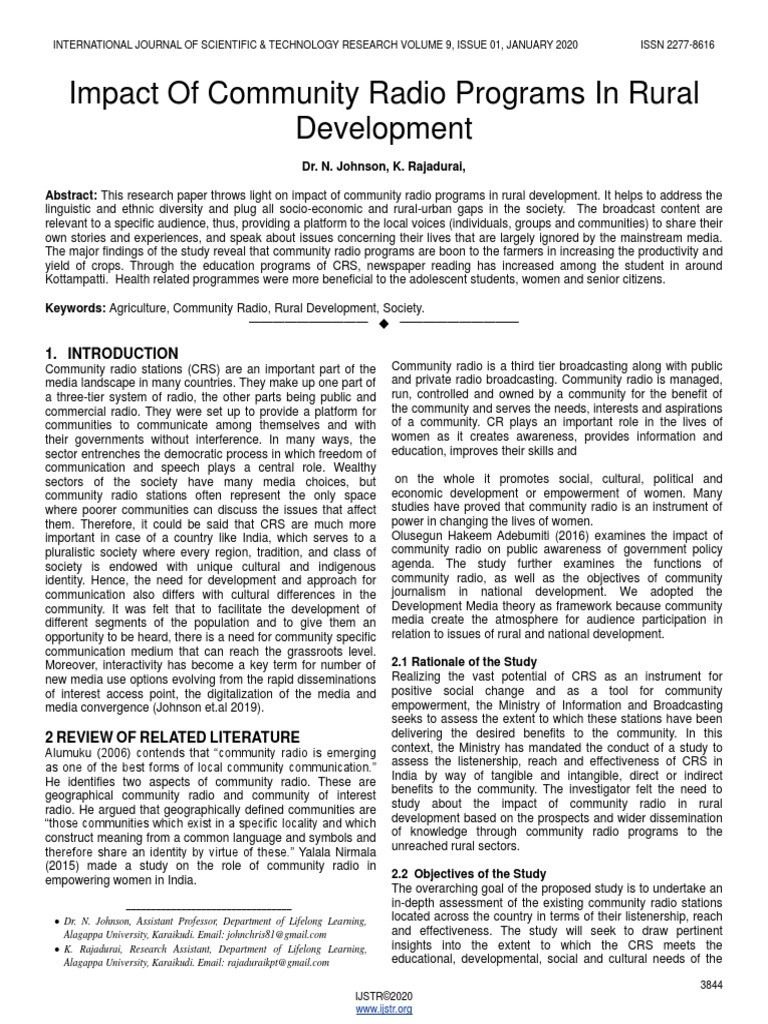 Impact of Community Radio Programs in Rural Development | PDF ...