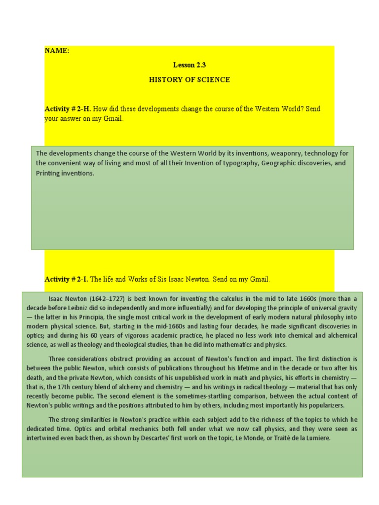 Module 2 Science Lesson 2.3 Answer Sheet | PDF