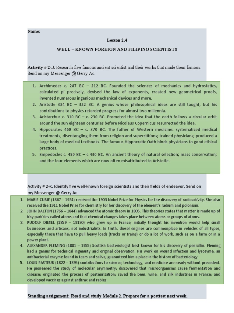 Module 2 Science Lesson 2.4 Answer Sheet | Download grátis PDF | Science