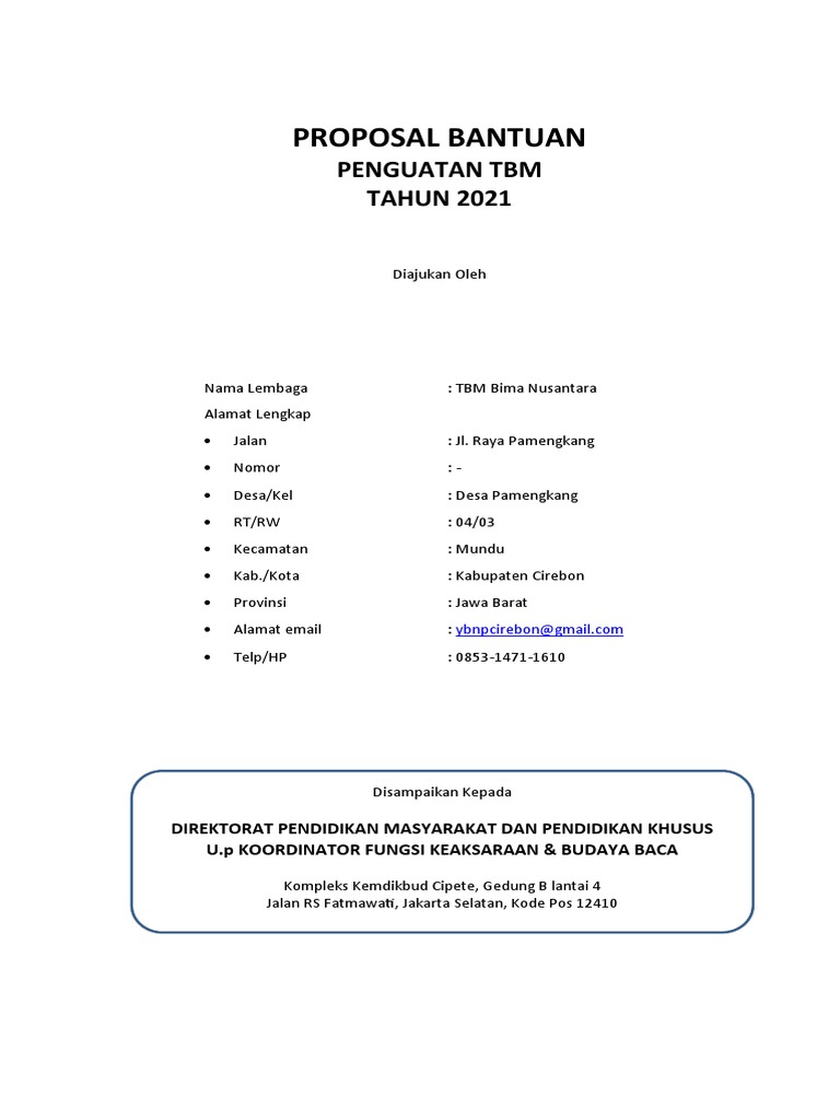 Proposal Bantuan TBM | PDF