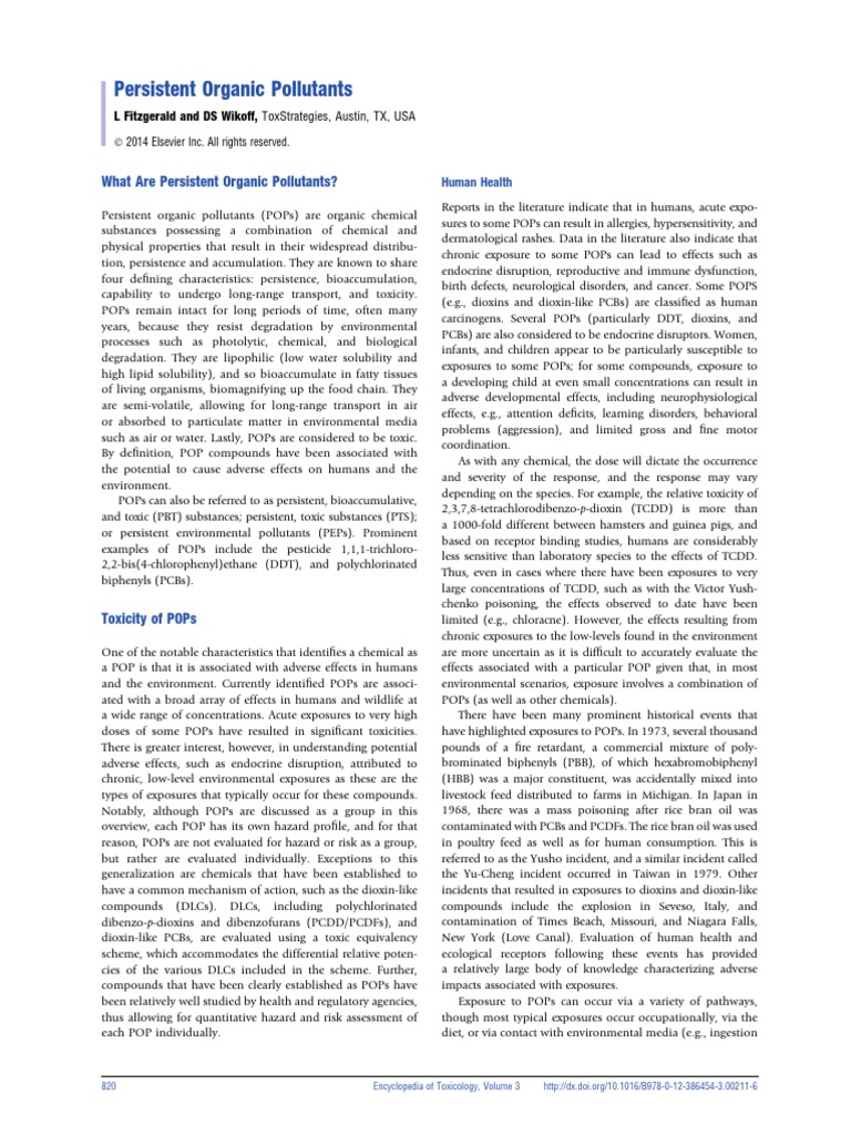What Are Persistent Organic Pollutants? | PDF | Chemistry | Medical ...
