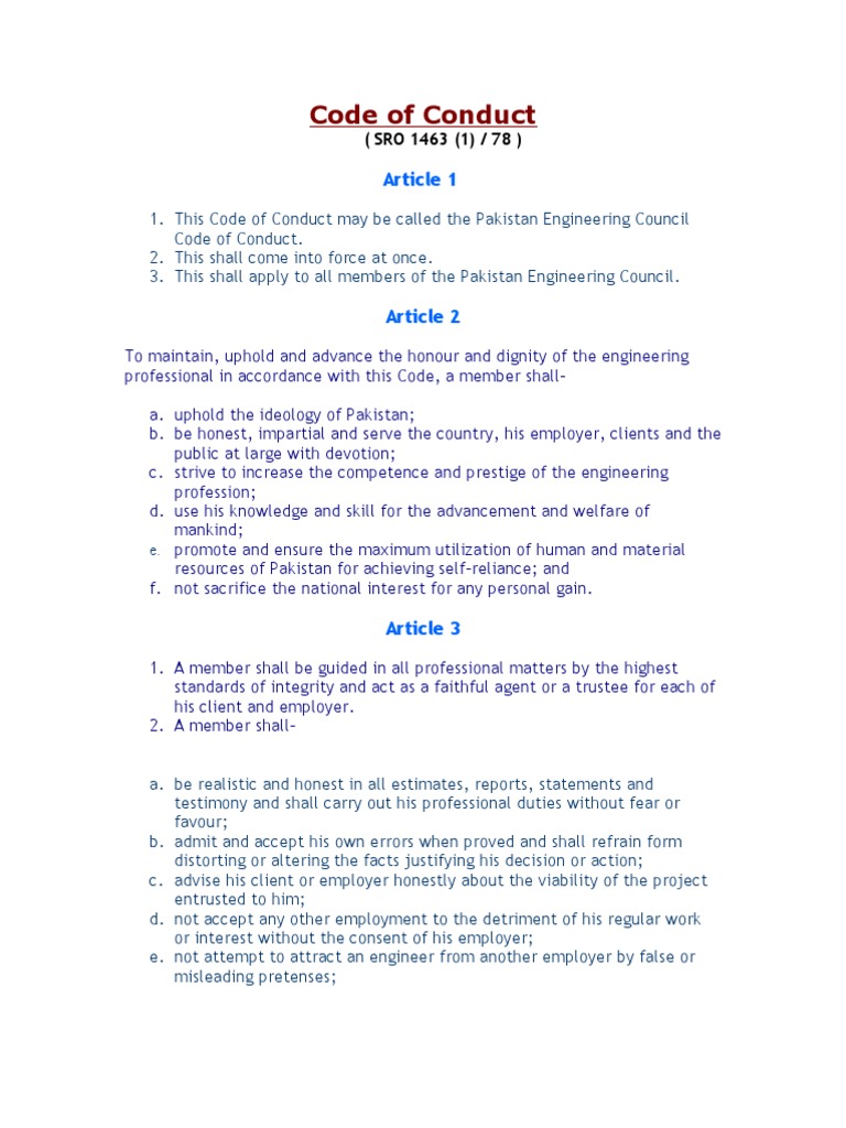 Code of Conduct | PDF
