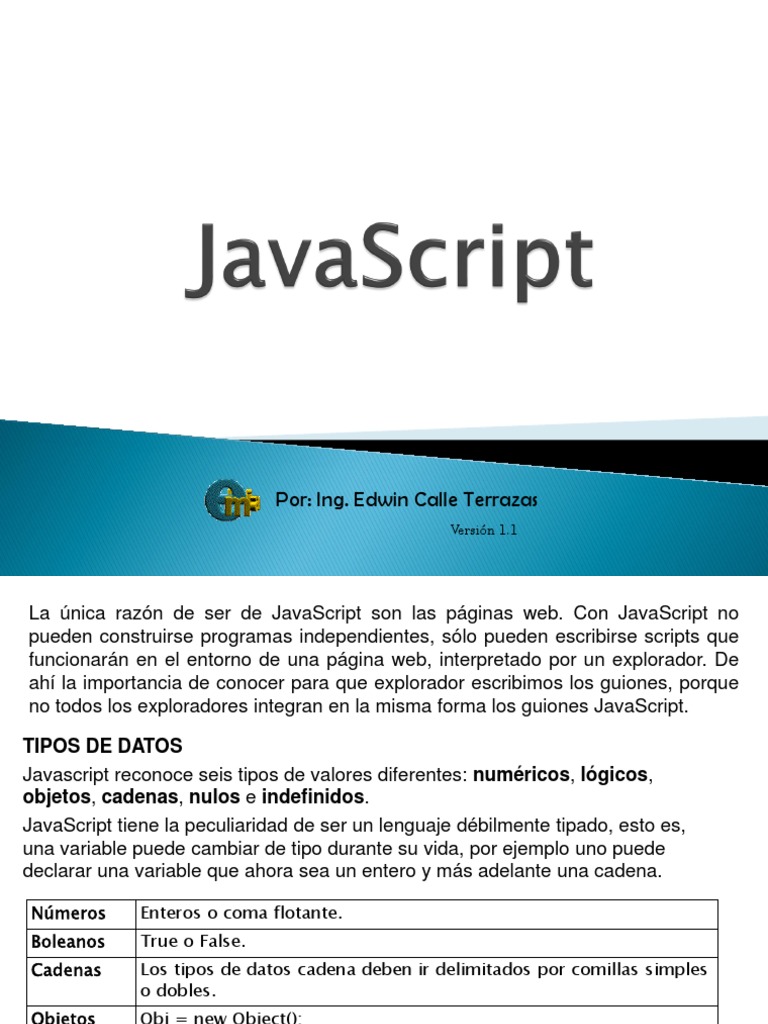 Lenguaje Java Script Pdf Script Java Lenguaje De Programación