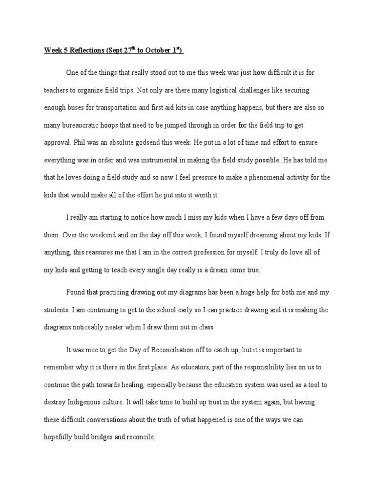 Week 5 Reflections - Sept 27 To Oct 1 | PDF | Wellness
