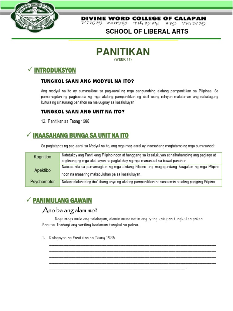 Week 11 Panitikan (Module) | PDF