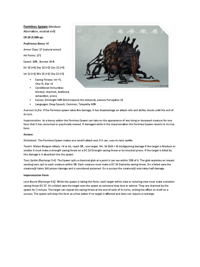 Formless Spawn: (Medium Aberration, Neutral Evil) | PDF