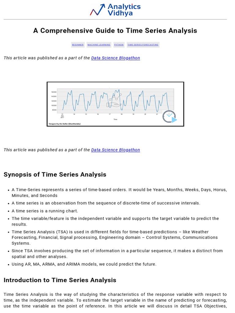 A Comprehensive Guide To Time Series Analysis Pdf Autoregressive