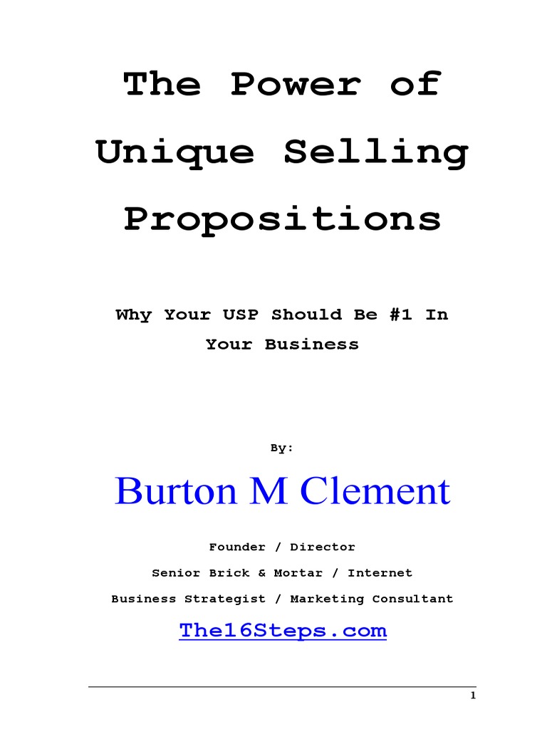 The Power Of Unique Selling Propositions Pdf Refinancing Target