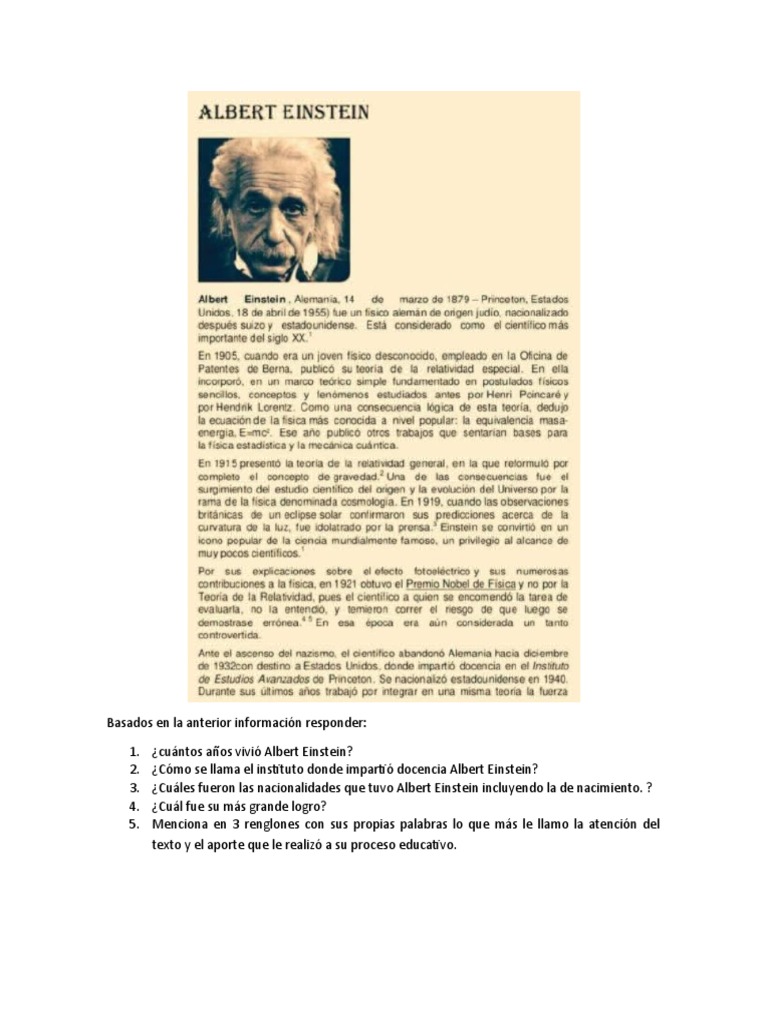 Datos clave sobre Albert Einstein | PDF