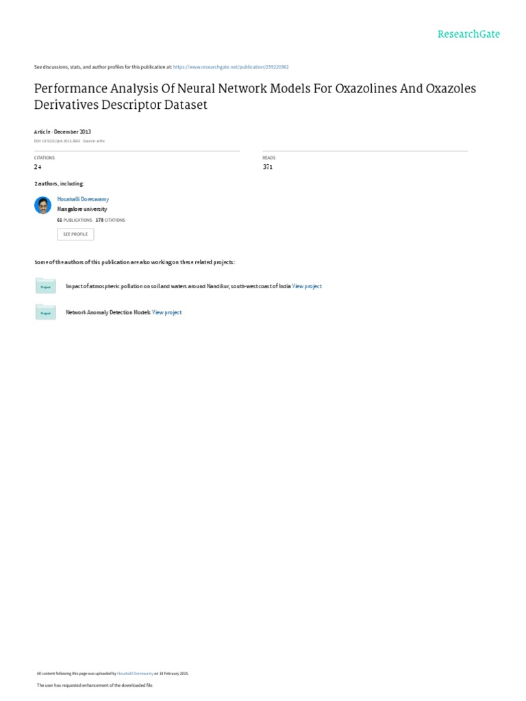 Performance Analysis of Neural Network Models For | PDF | Artificial ...