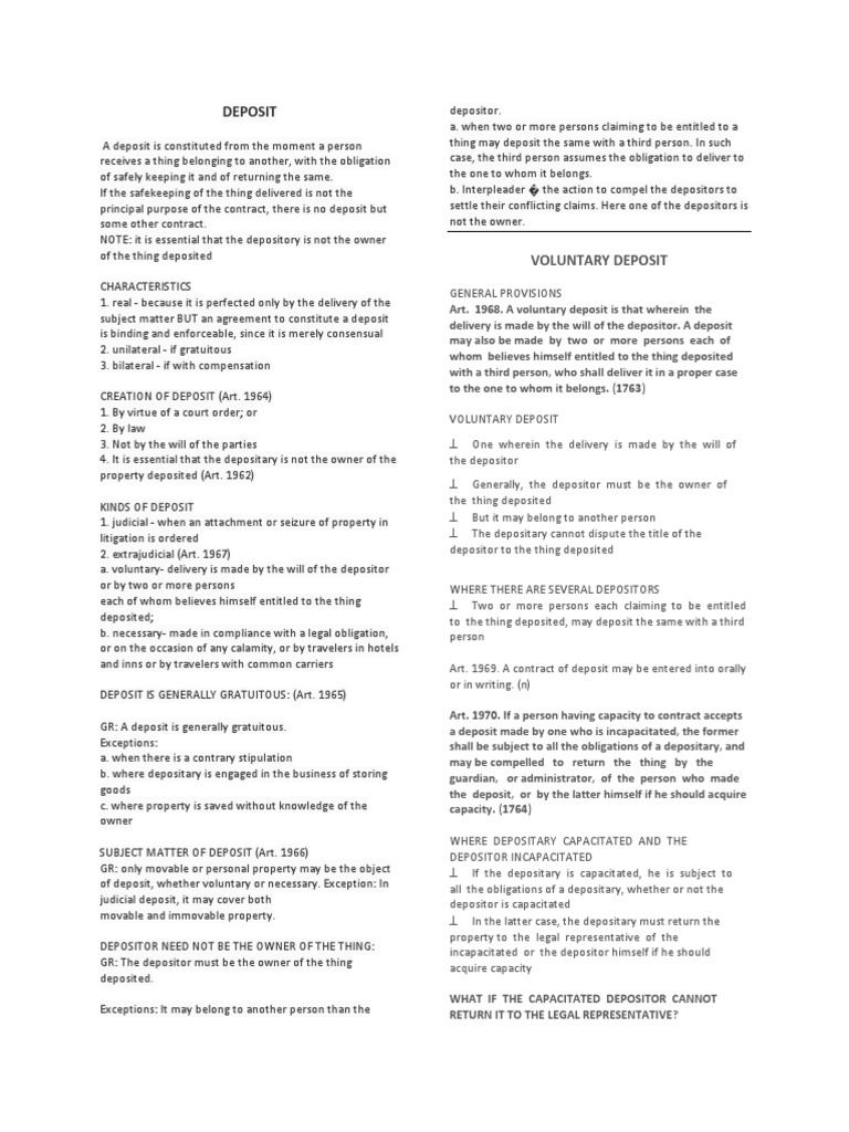 Deposit Notes | PDF | Legal Liability | Negligence