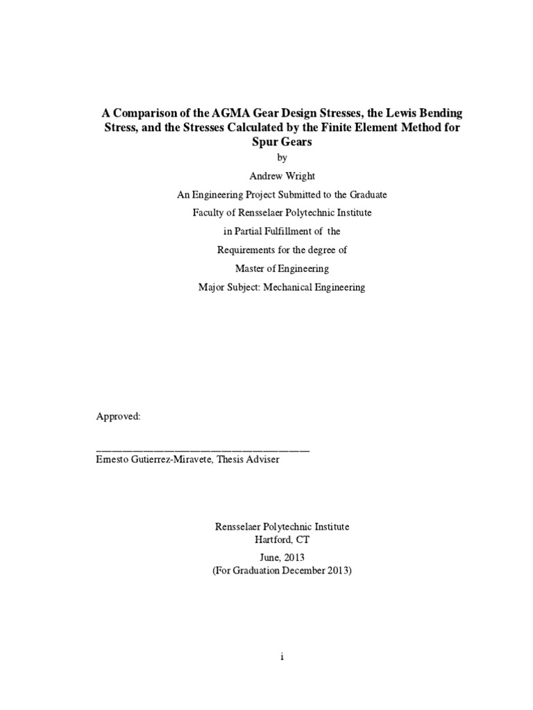 A Comparison of The AGMA Gear Design Stresses, The Lewis | PDF | Gear ...