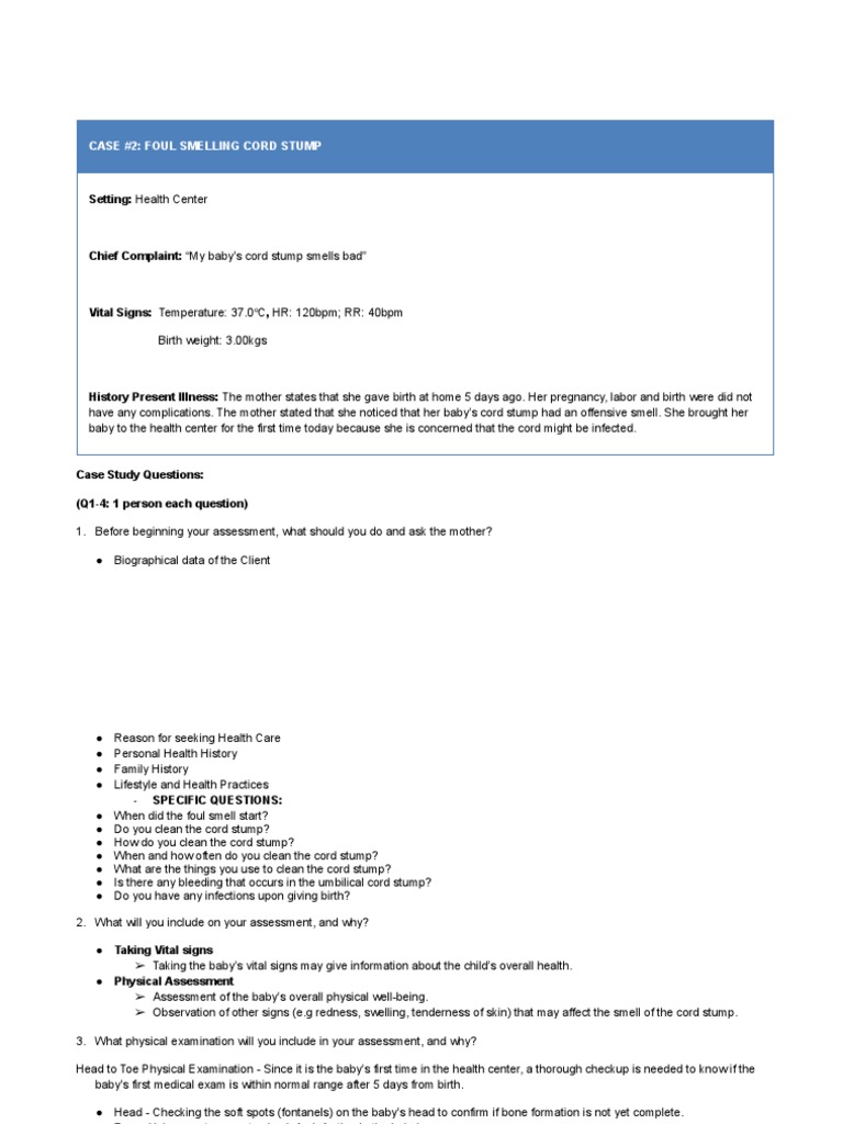 Case 3 Foul Smelling Cord Stump | PDF | Infection | Hygiene