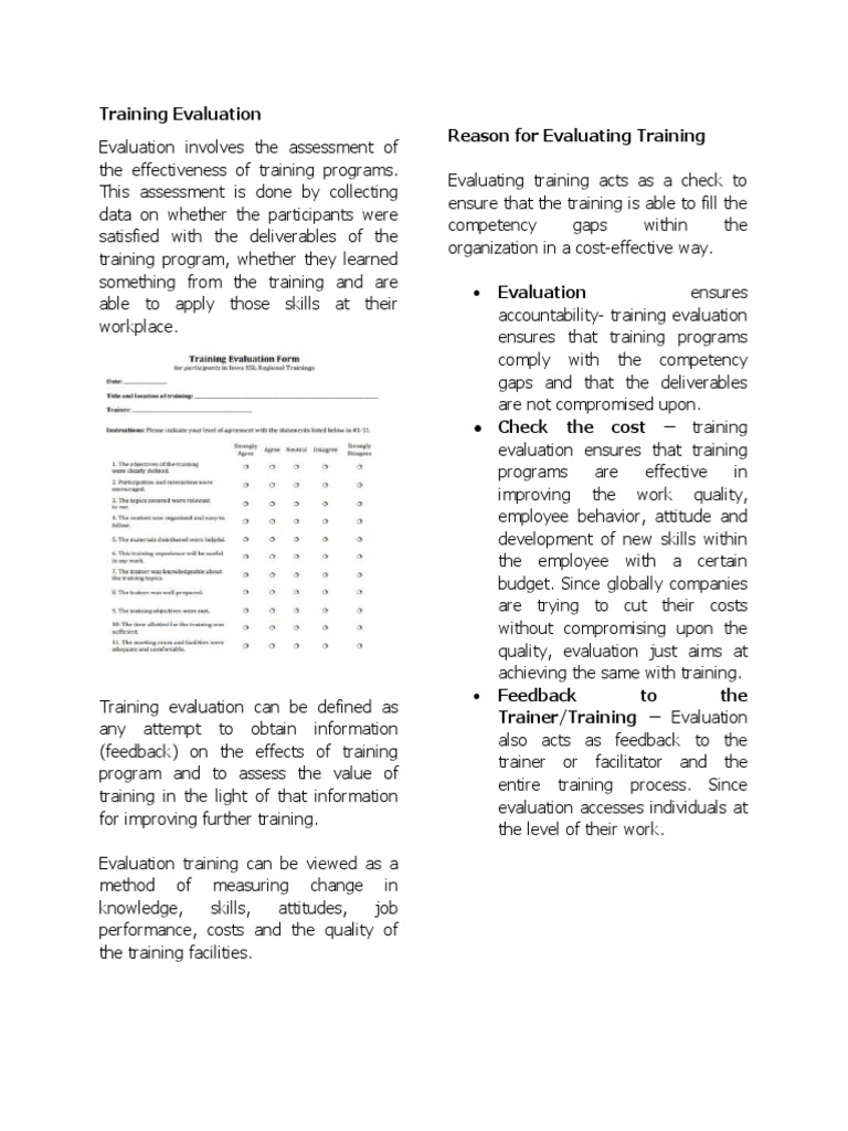 Training Evaluation Effectiveness Report | PDF | Evaluation ...