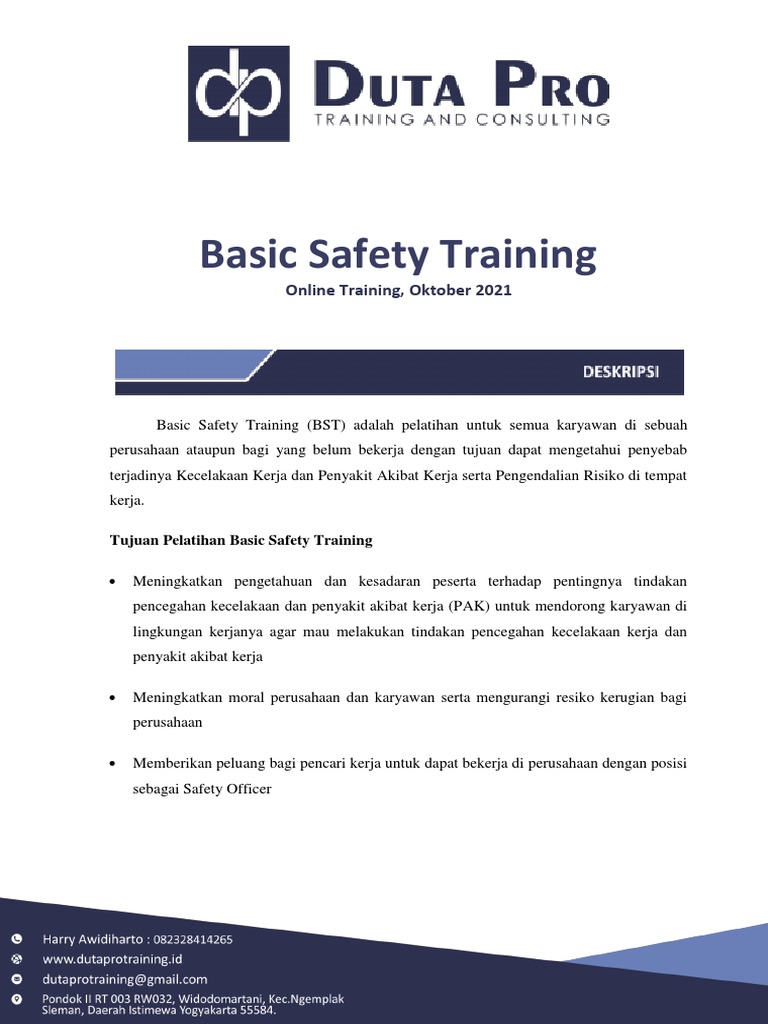 Duta Pro Training - Pelatihan Basic Safety Training | PDF