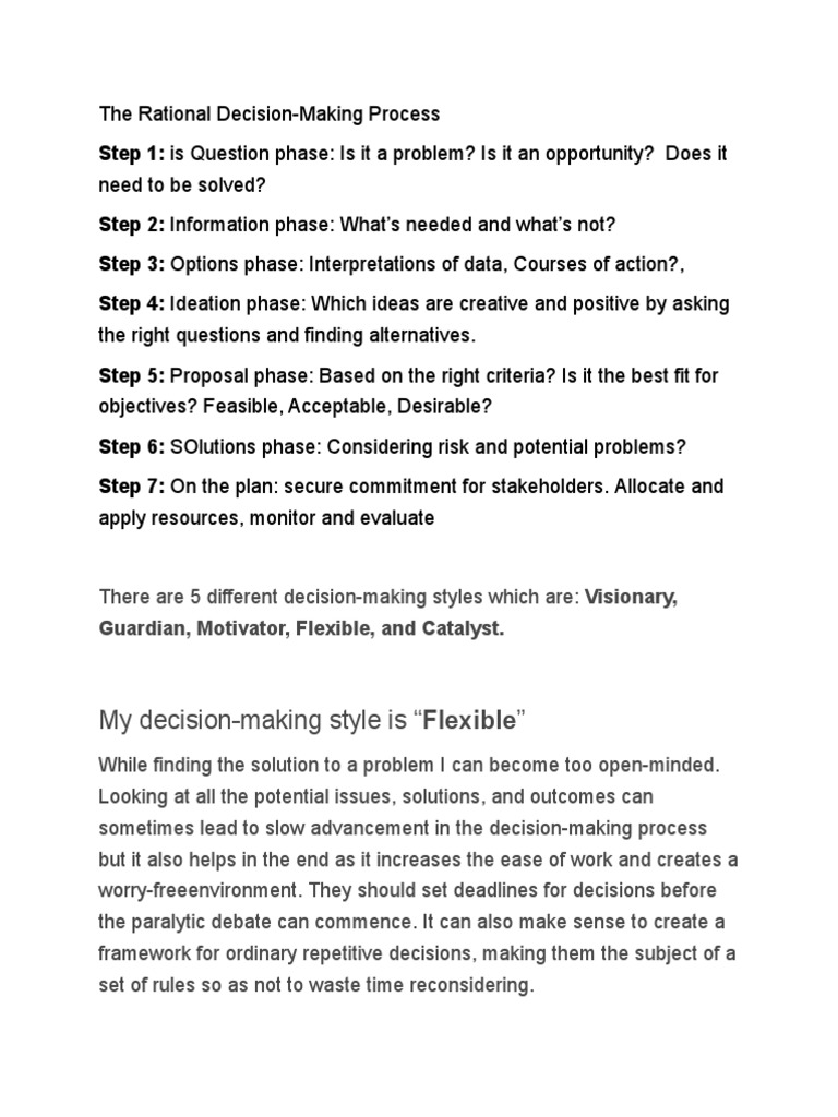 Rational Decision Making Process | PDF | Career & Growth | Self-Improvement