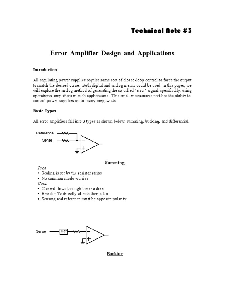 Error Amplifier Design and Applications | PDF | Amplifier | Operational ...