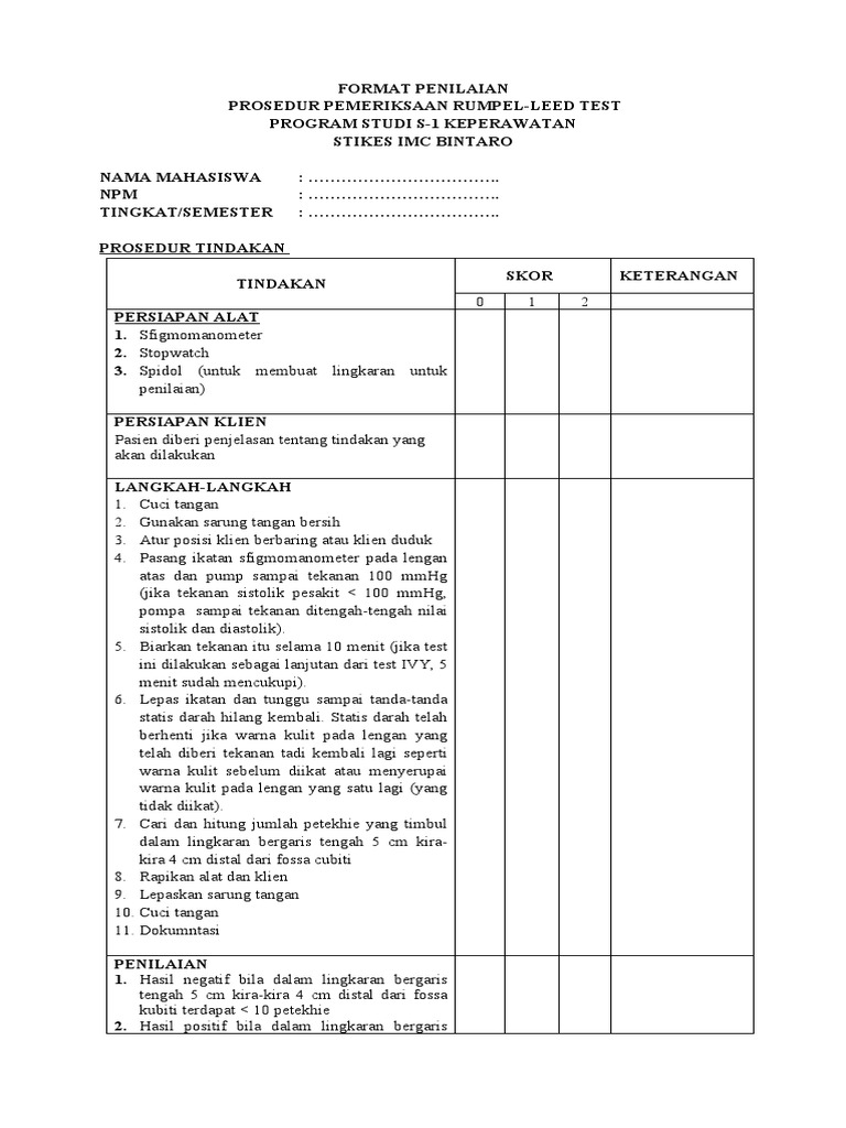 Prosedur Tes Rumpel-Leed Keperawatan | PDF