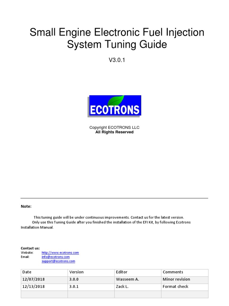Small Engine EFI Tuning Guide | PDF | Throttle | Fuel Injection