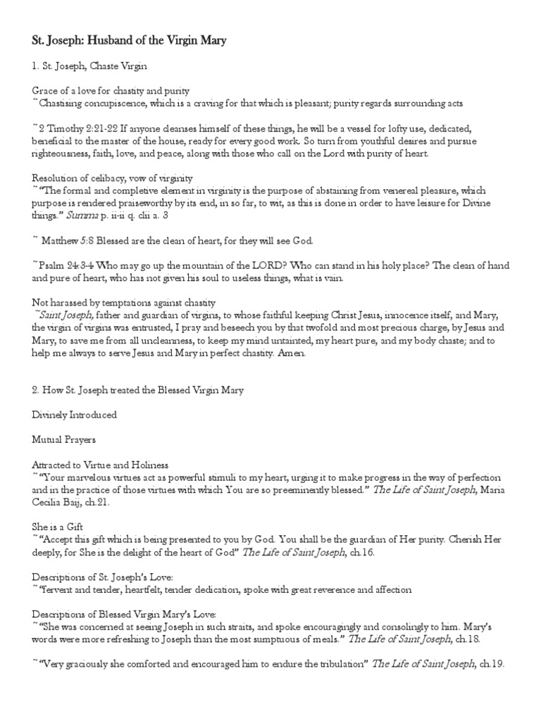St. Joseph - Husband of The Virgin Mary | PDF | Chastity | Mary, Mother ...