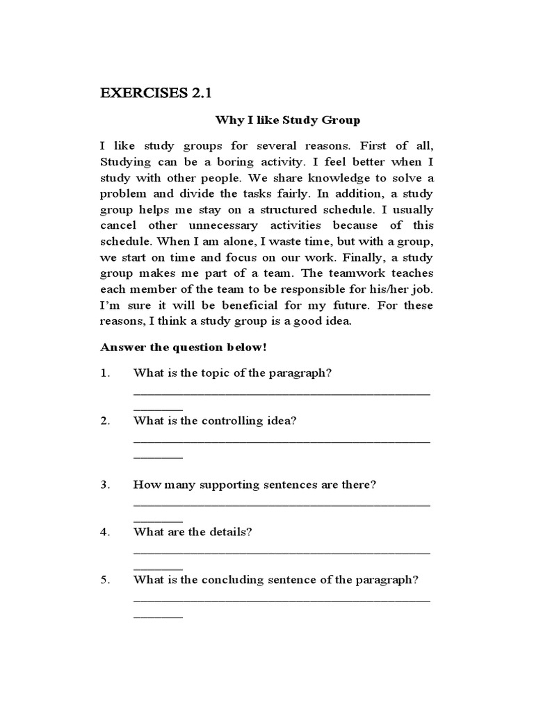 Exercises The Structure of A Paragraph | PDF