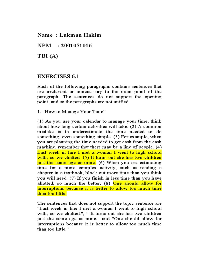 Paragraph Unity and Coherence Exercises | PDF | Tomato | Vitamin