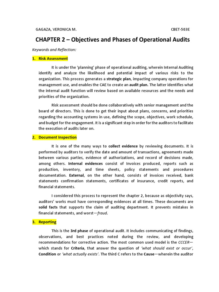 CHAPTER 2 - Objectives and Phases of Operational Audits | PDF | Audit | Internal Audit