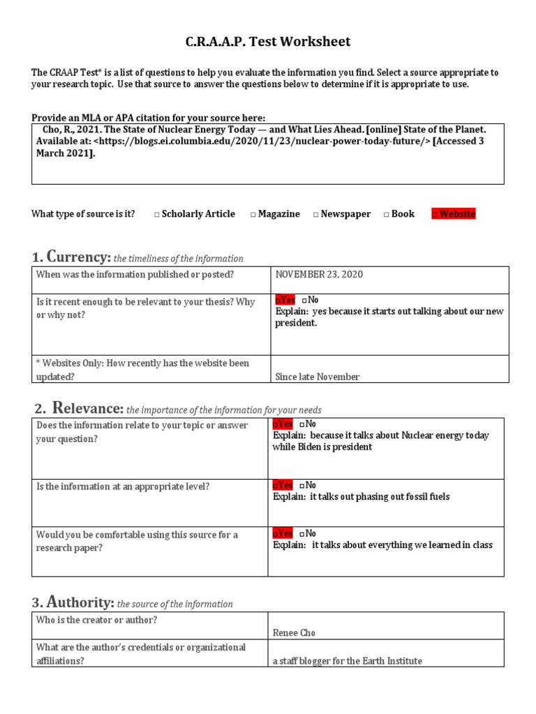 Research Source Evaluation Guide | PDF | Cognition | Communication