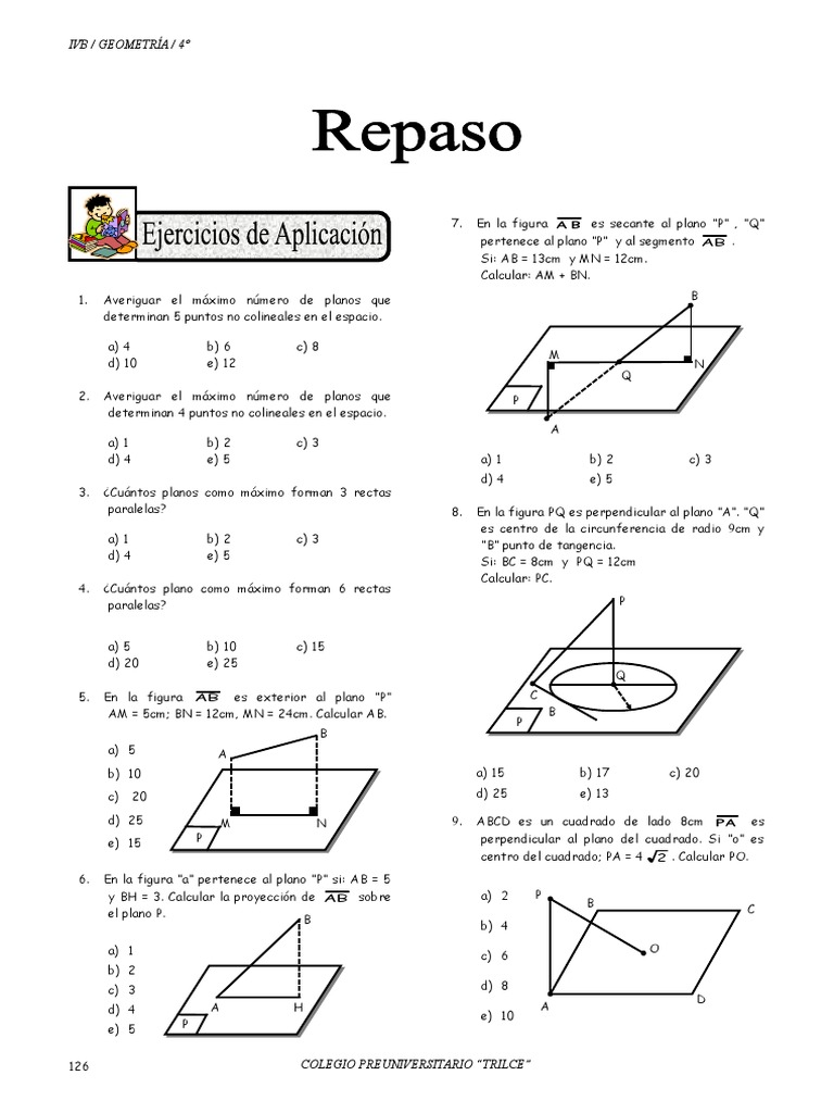 IV BIM - 4to. A o - GEOM - Gu¡a 3 - Repaso | PDF | Geometria plana) | Perpendicular